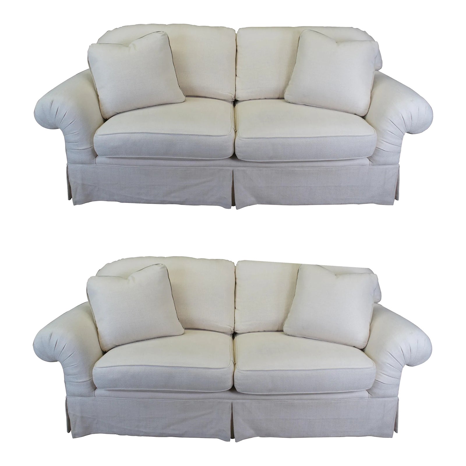 Late 20th Century Contemporary Overstuffed Cotton Upholstered Rolled ...