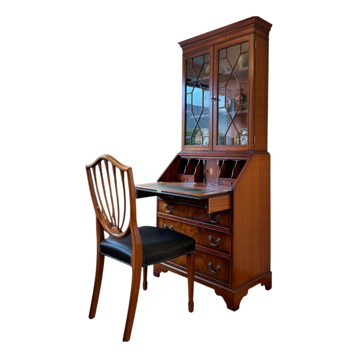 Mid-20th Century Mahogany Secretary with Display Cabinet in King George ...