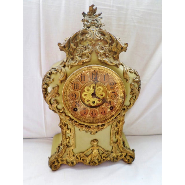 Antique F. Kroeber Clock Co. "Versailles" Ornate Iron Green With ...