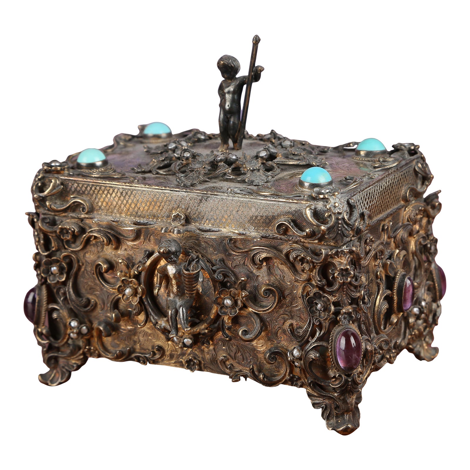 Late 19th Century Baroque Antique Casket | Chairish