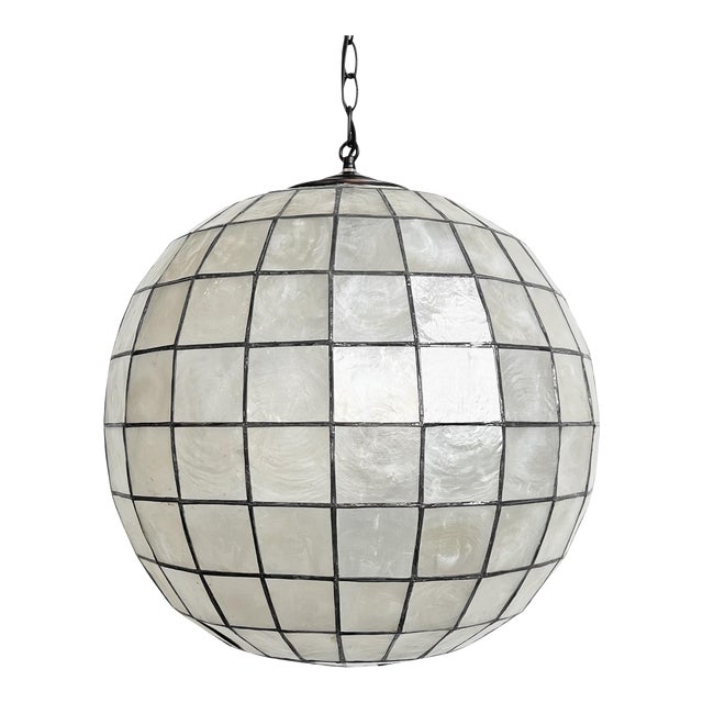 Capiz Shell Globe Pendant Light 18" | Chairish
