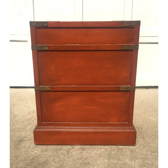 Vintage Asian Chinoiserie Painted Campaign Style Chest | Chairish