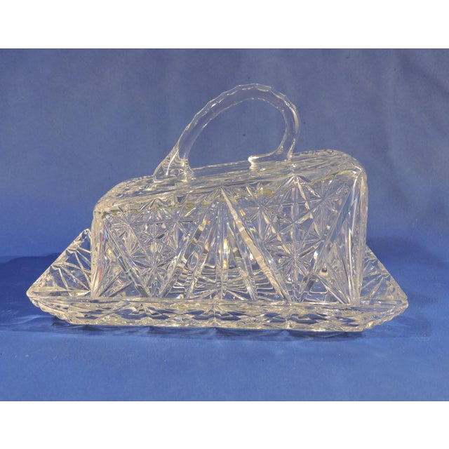 Vintage Godinger Crystal Glass Cheese Dish Wedge Shape Dome Lid Diamond ...