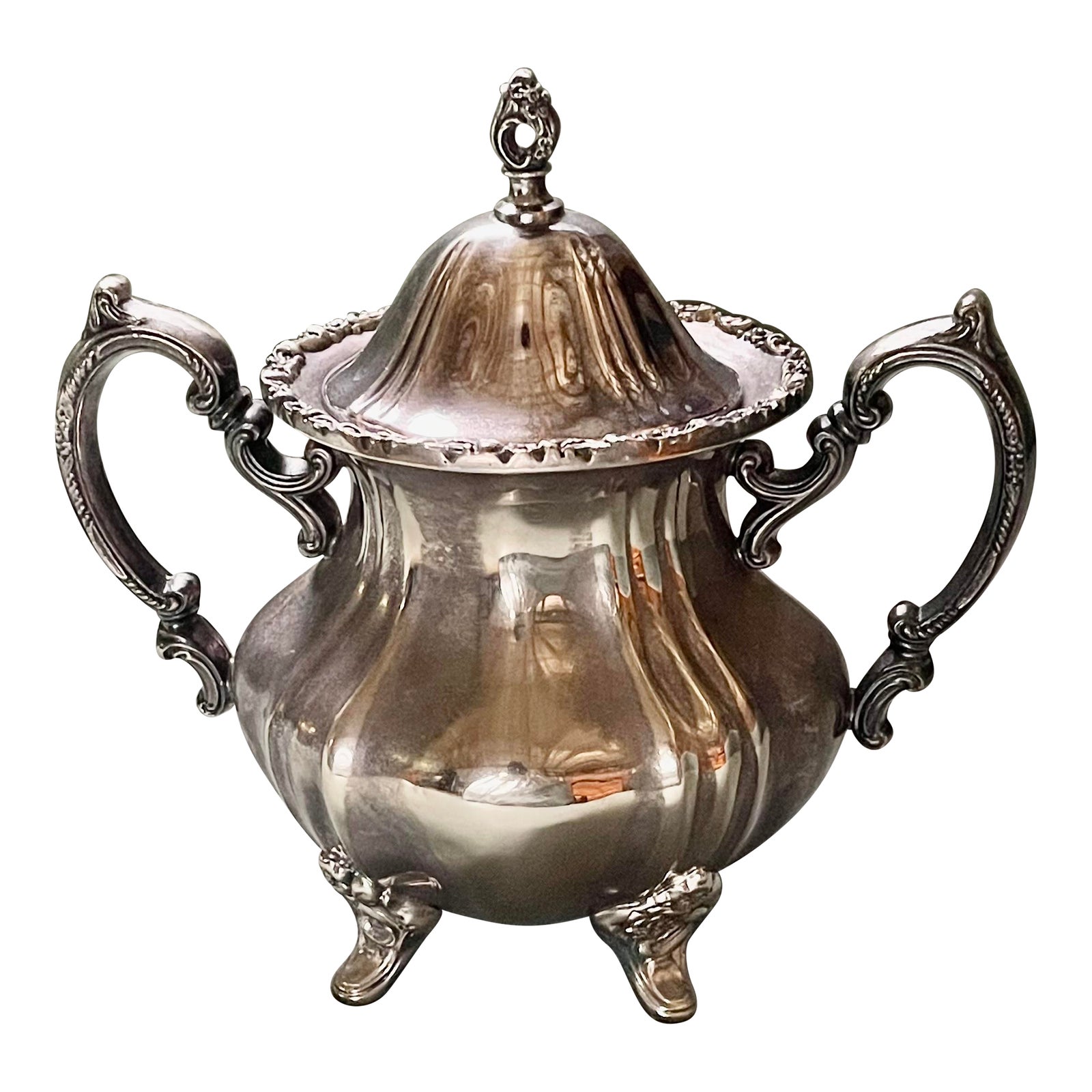 Vintage Silver-Plate Double Handled Sugar Bowl | Chairish