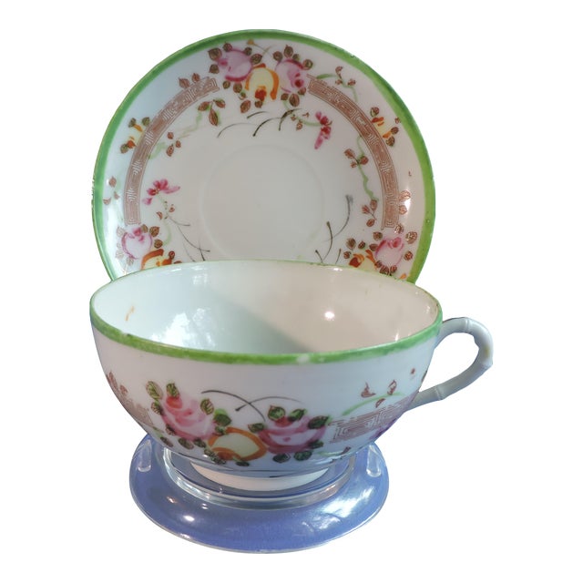 Circa 1920 Japanese Bone China Porcelain Teacup & Saucer Hand Painted ...