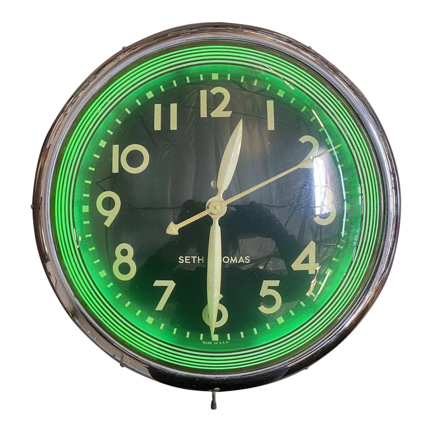 Chrome Art Deco "Chrono-Lite-12" 16" Commercial Neon Wall Clock by Seth ...