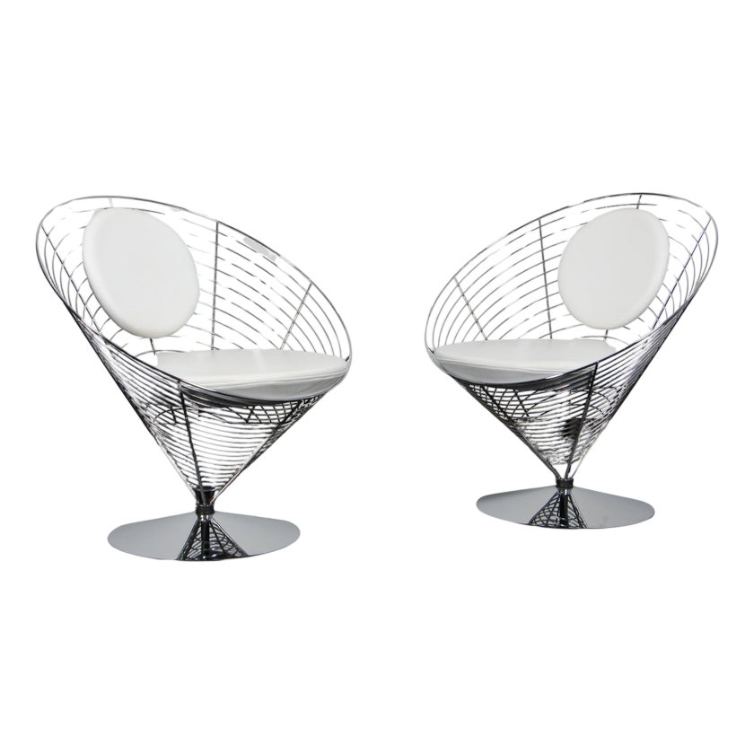Vintage Wire Cone Chairs by Verner Panton, 1970s, Set of 2 | Chairish