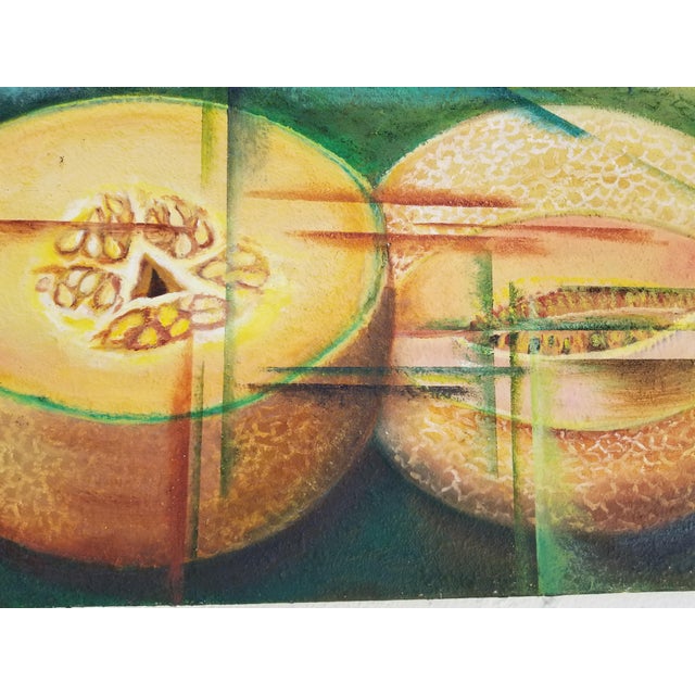 Vintage Impasto Texture Cantaloupe Painting by Leonor | Chairish
