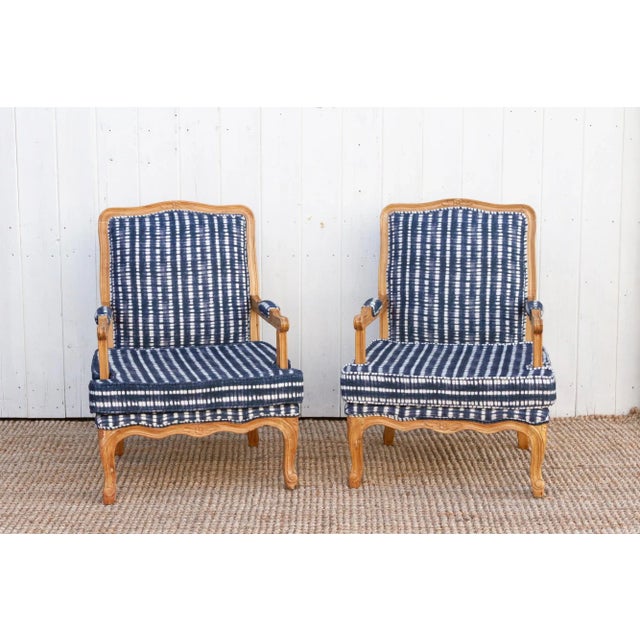 Pair of Finely Carved French Indigo Chairs | Chairish
