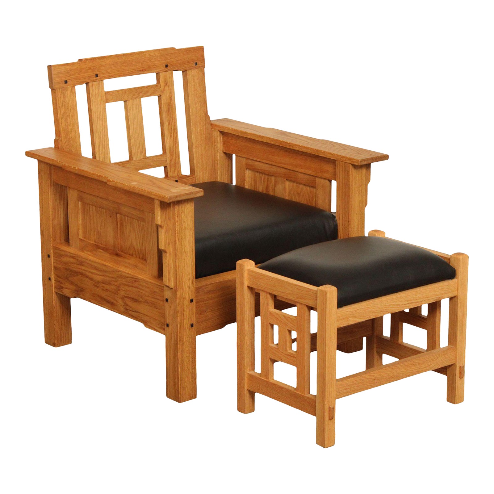 Prairie Style Oak Armchair & Ottoman, After Frank Lloyd Wright | Chairish