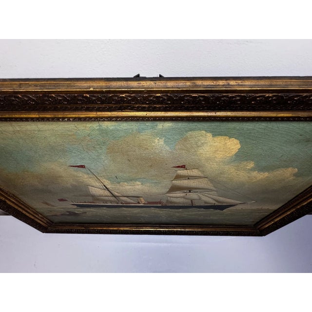 Large Antique Victorian Seascape Oil Painting Steamer Ship Ss Miranda ...