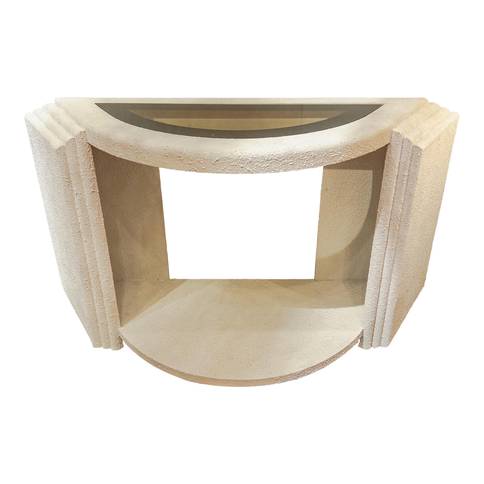 Post Modern Console Table With Mirrored Glass Top Insert | Chairish