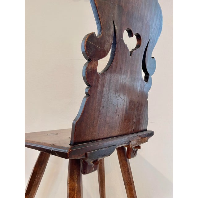 Swiss Alpine Folk Art Escabelle 18th Century Solid Walnut With Heart ...