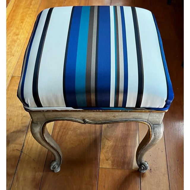 Vintage Thomas De Angelis Stool in Manuel Canovas Silk Stripe Fabric ...