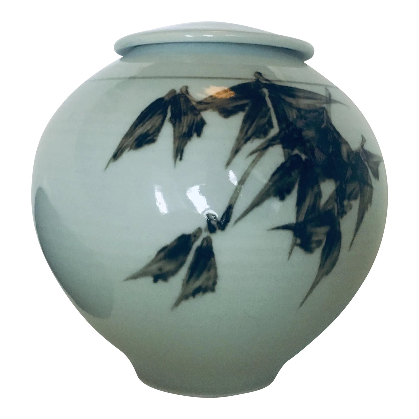 Large Calligraphic Vessel Vase Pot With Lid by Bruce Van Valen Signed ...