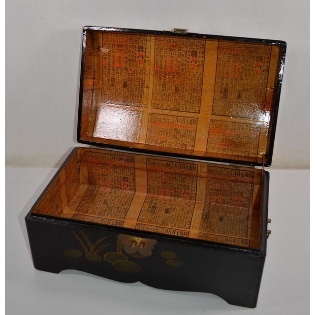 Early 20th Century, Lacquered Wooden Box, Decorated With Leaves and ...