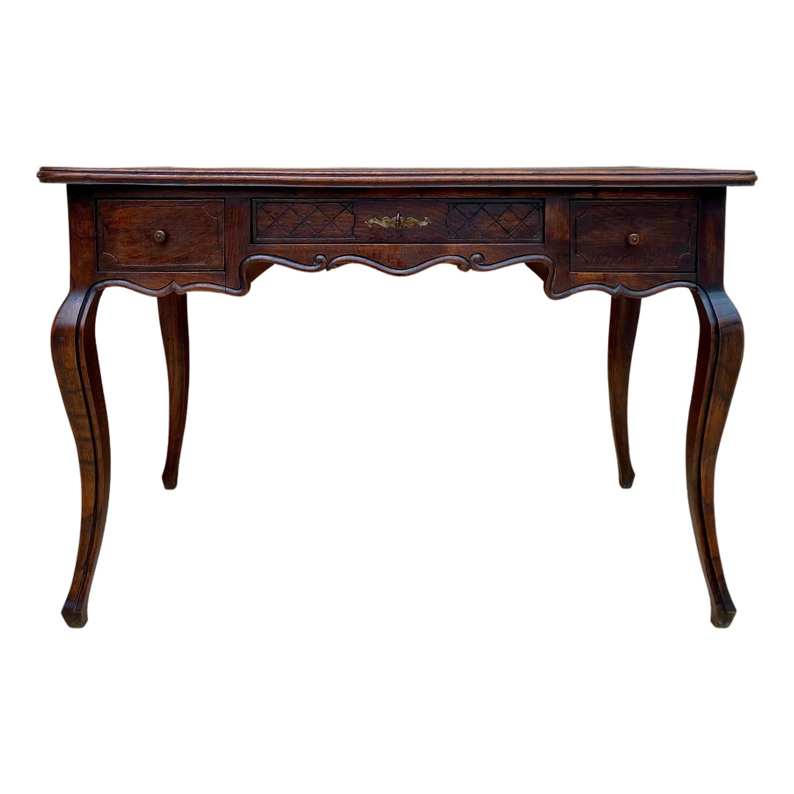 Early 20th Century French Desk Carved Table with Three Drawers, 1930s ...