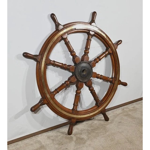 Teak Boat Wheel Bar | Chairish