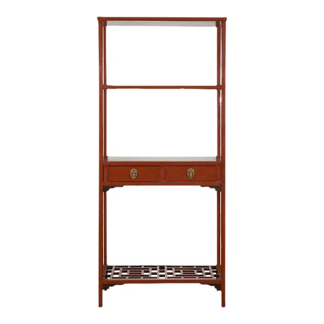 Early 20th Century Chinese Late Qing Dynasty Period Open Bookshelf with ...