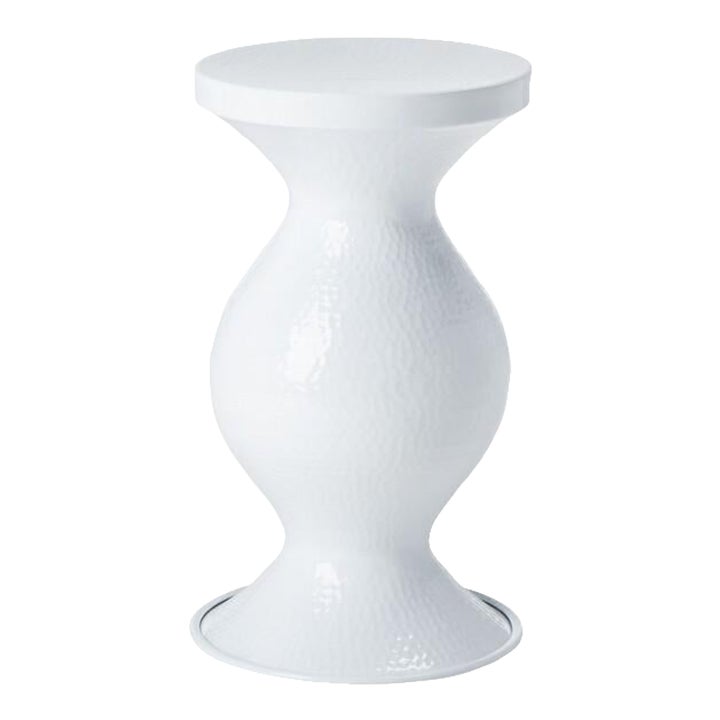 Radium Small Hammered Stool - White | Chairish