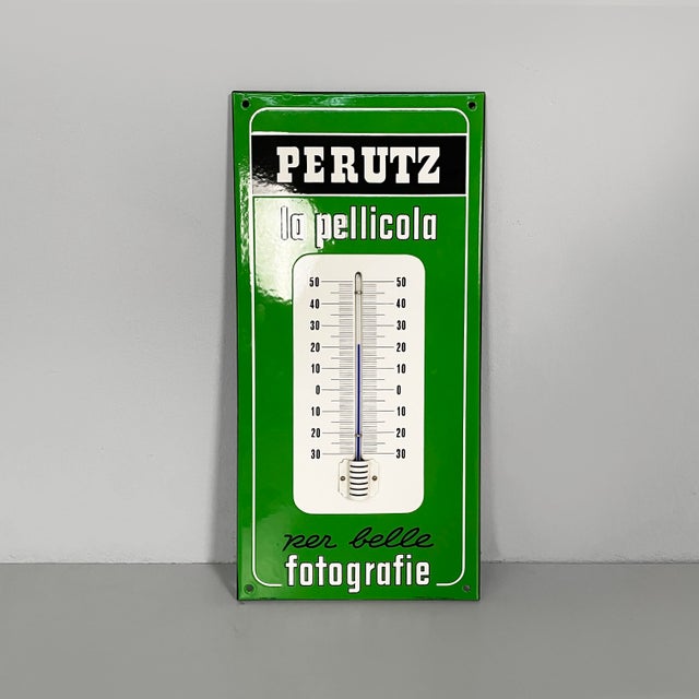 Mid-Century Modern Italian Wall Thermometer in Metal from Perutz, 1950s ...