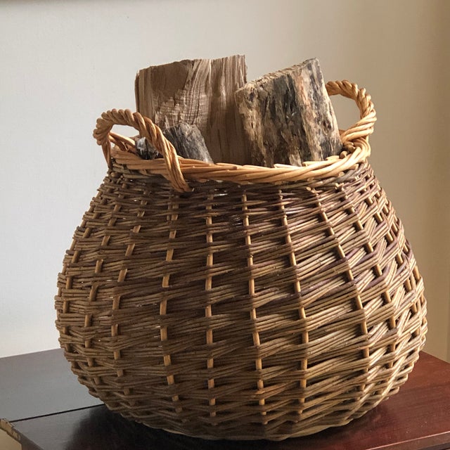 Large Triple-Weave Pear-Shaped Storage / Kindling Basket | Chairish