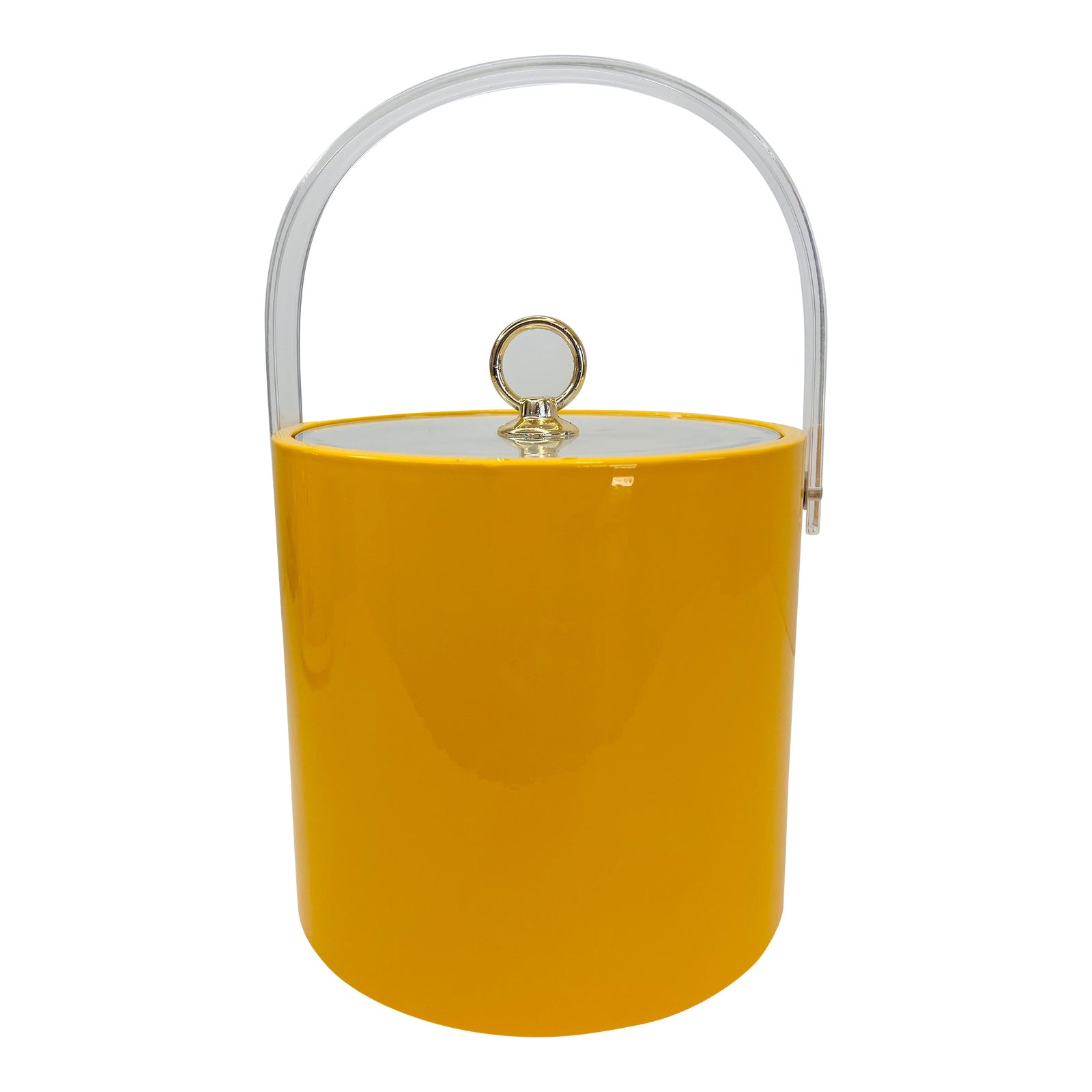 Vintage 1970s Yellow Vinyl Ice Bucket | Chairish