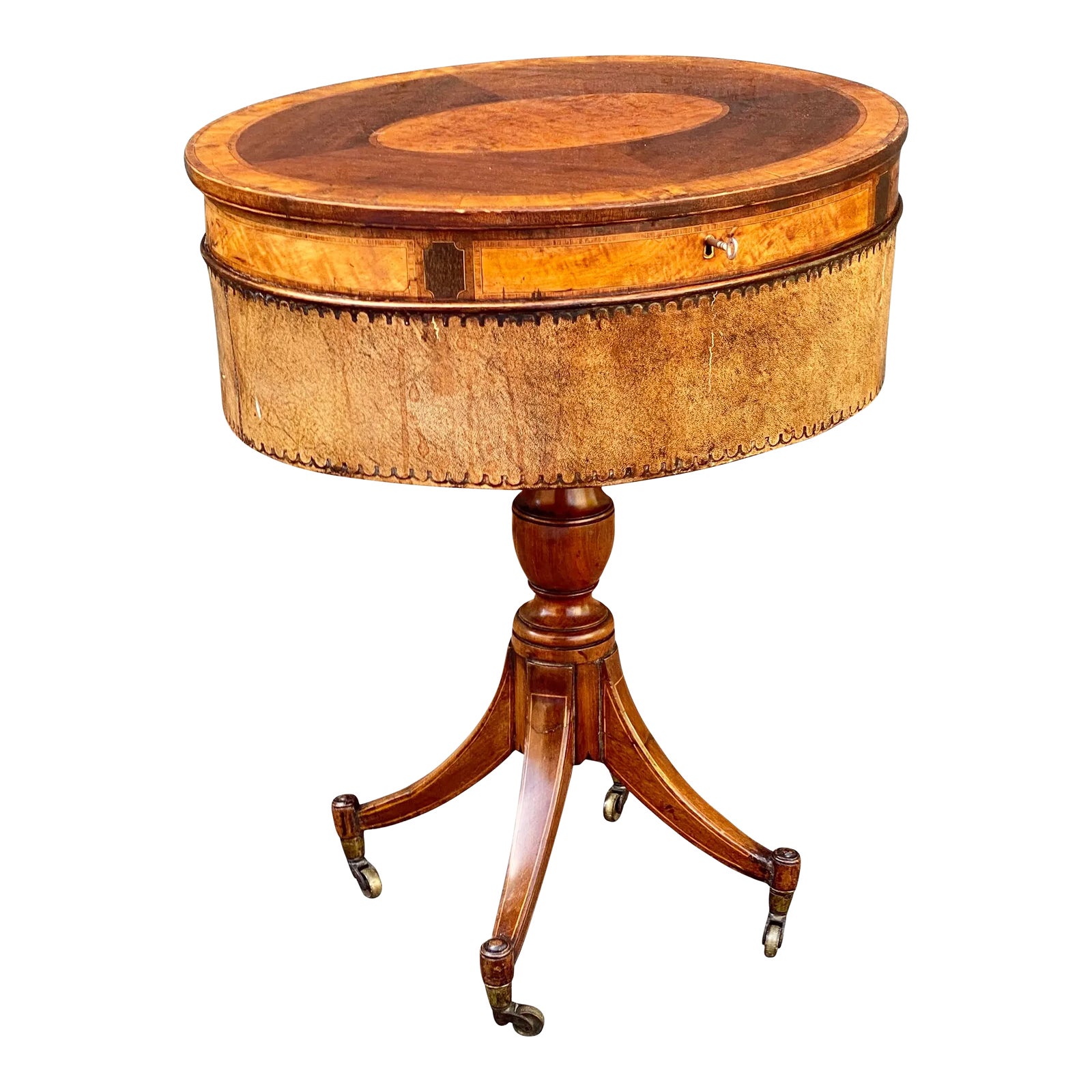 Antique Regency Mahogany & Satinwood Sewing Stand | Chairish