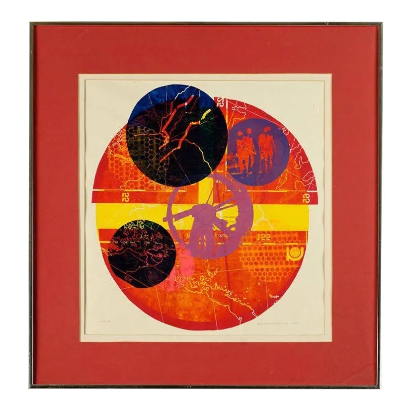 Colorful 1970s Abstract Screen Print | Chairish