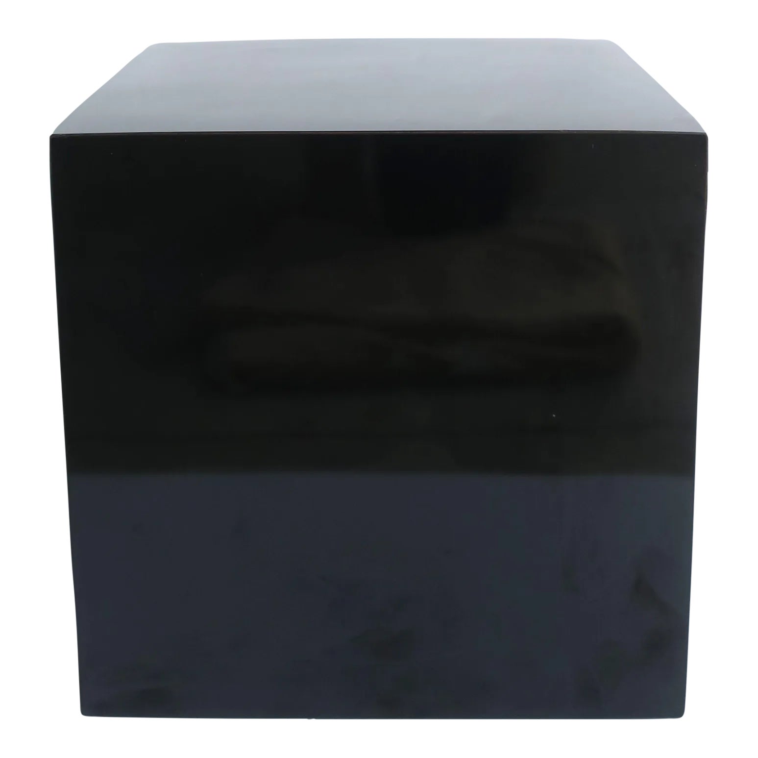 Black Cube Pedestal Table | Chairish