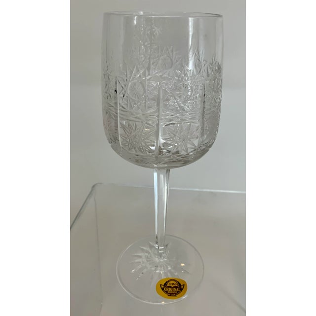 Set of 6 Vintage Bohemian Hand Cut Crystal Wine Glasses | Chairish