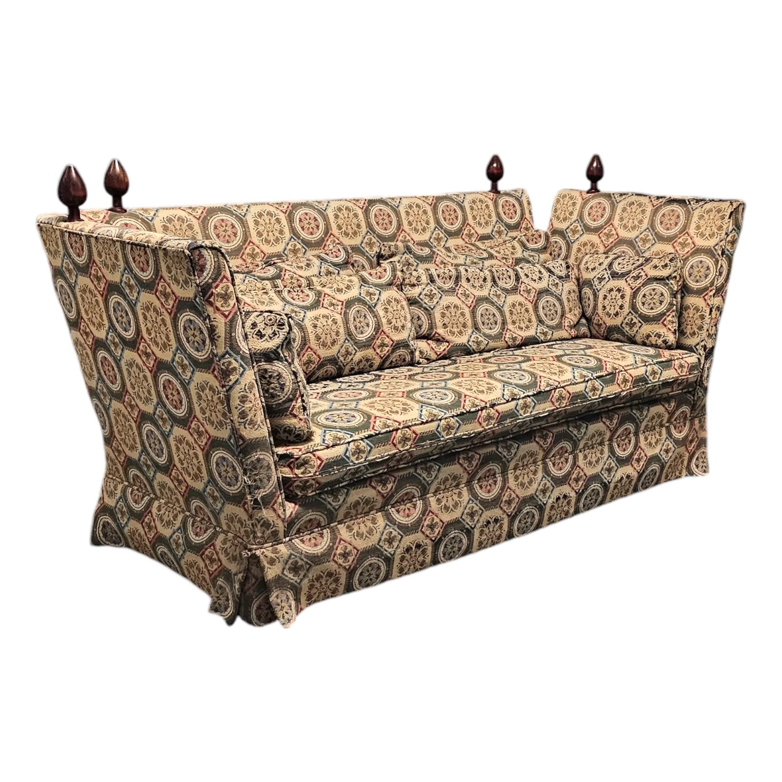 Knole Style Sofa With Tapestry Upholstery and Finials, 90" | Chairish