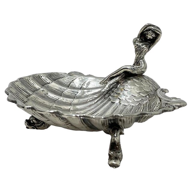 Spanish Small Silver Shell Dish, 1970s | Chairish