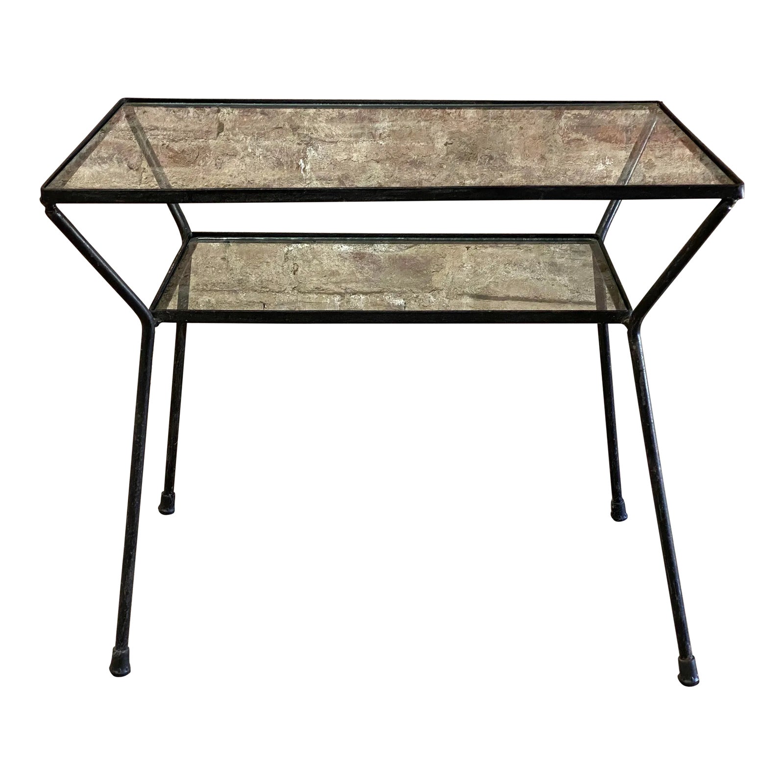 1950s Iron and Glass Side Table in the Manner of Pacific Iron | Chairish