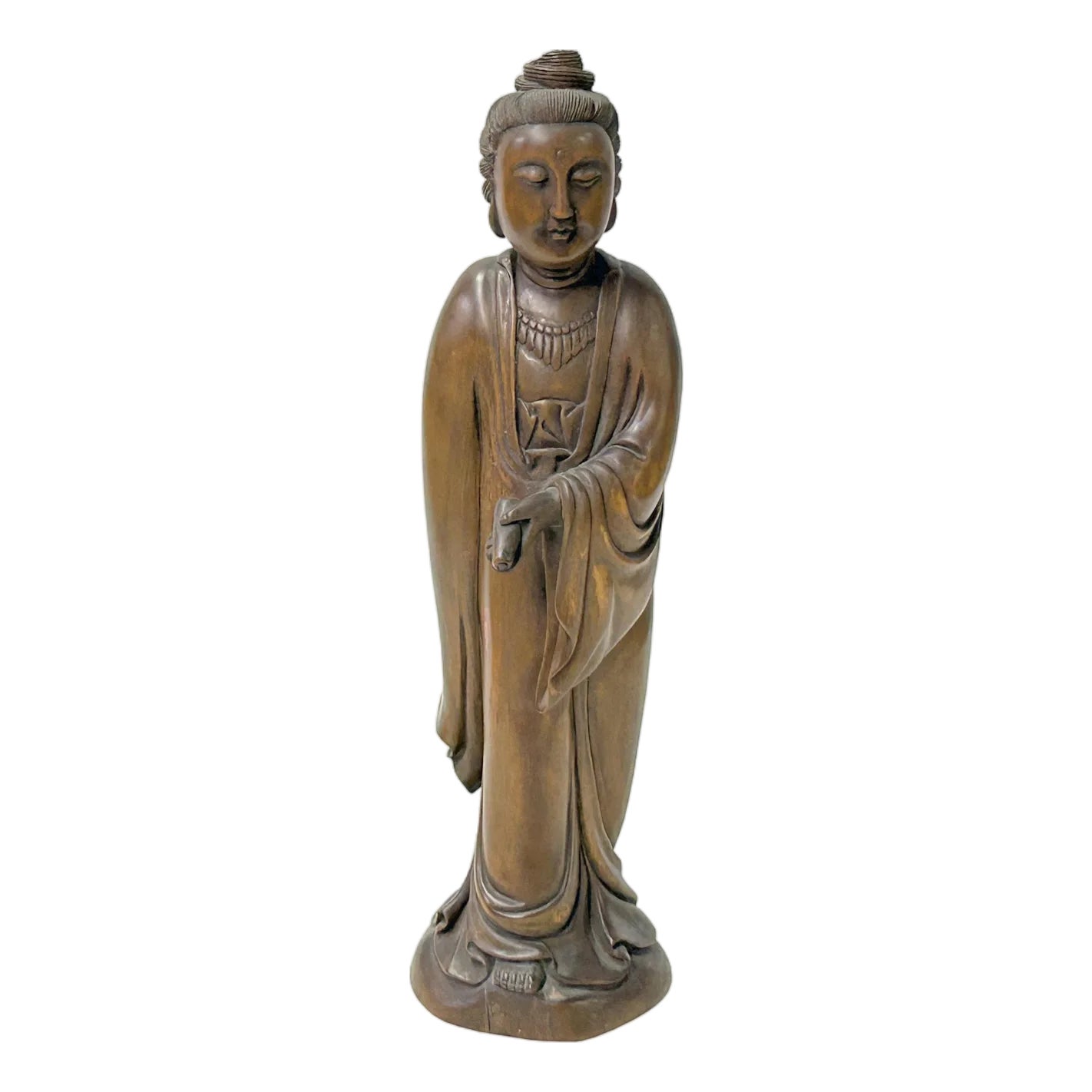 Chinese Boxwood Ancient Dressing Lady Holding Scroll Display Statue ...