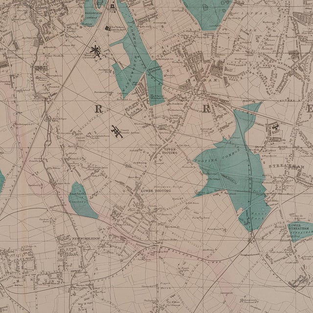 1885's Large Antique Wimbledon Map | Chairish