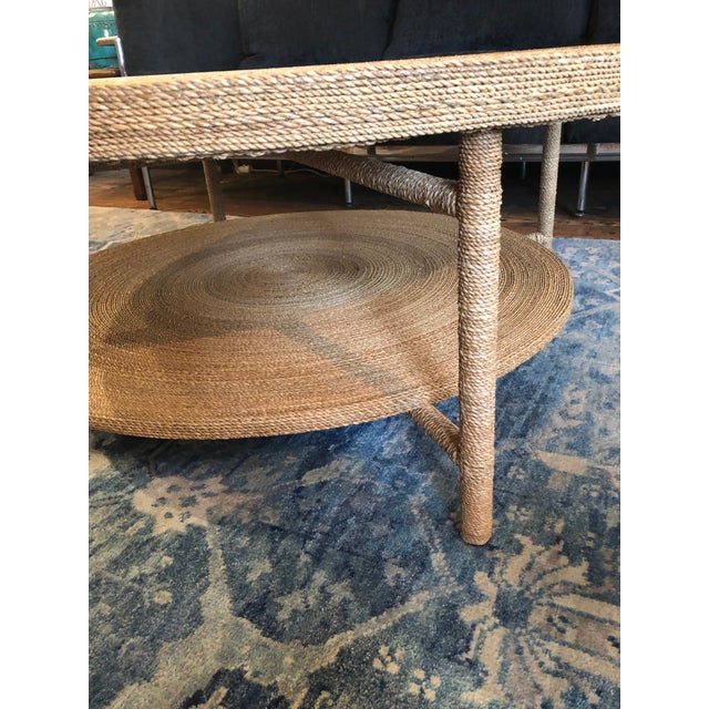 Designer Natural Seagrass Rope Large Round Coffee Table | Chairish
