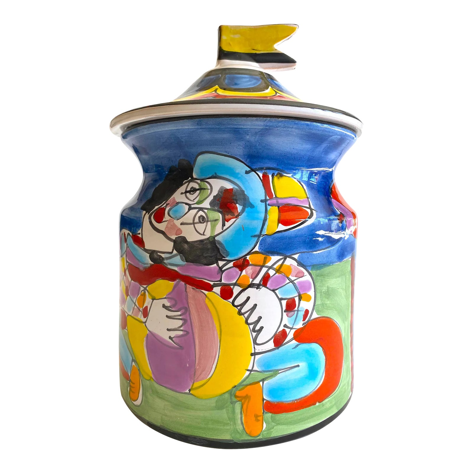 Vintage 1980's Picasso Style Italian Art Pottery Hand Painted Large ...