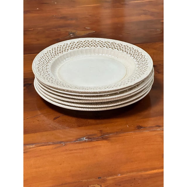 Set of 6 Leeds Creamware Reticulated Plates, 18th Century | Chairish