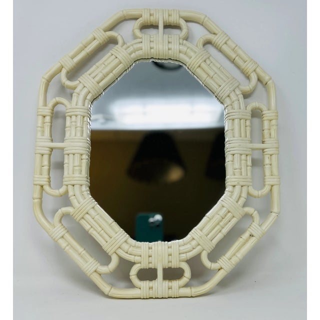 Vintage Homco White Faux Bamboo Mirror | Chairish