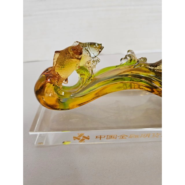 Contemporary Chinese Hand Blown Art Glass Fish Statue in Commemoration ...