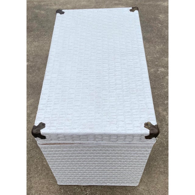 Vintage White Wicker Trunk | Chairish