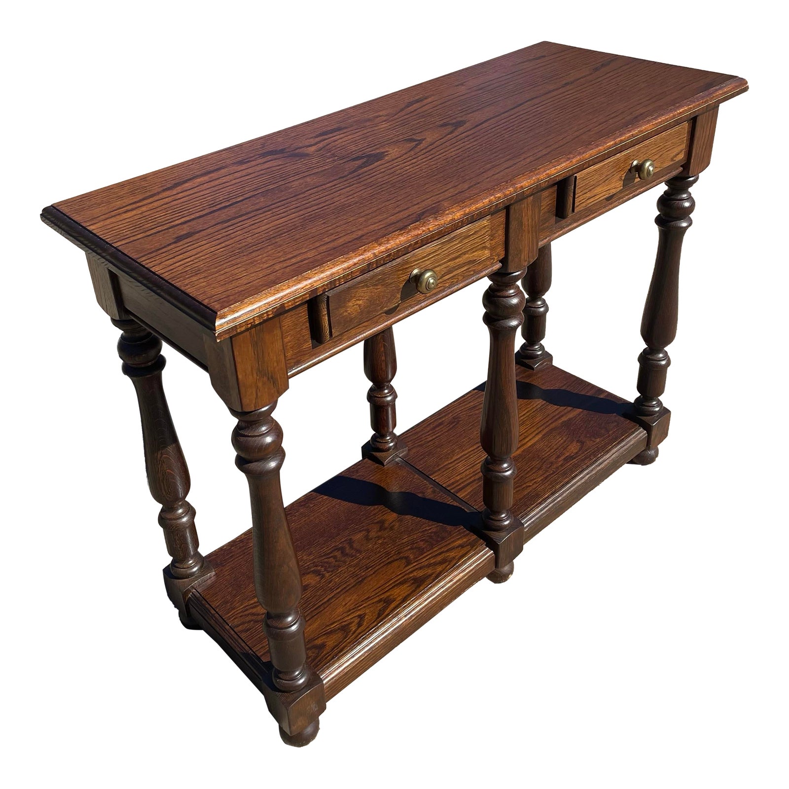 Vintage English Console Table With Two Drawers | Chairish