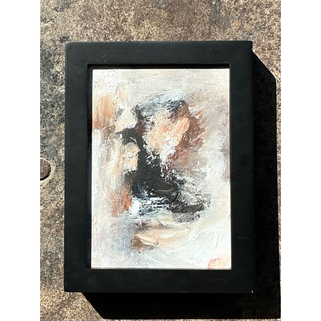 Vintage Original Abstract Oil Portrait on Board | Chairish