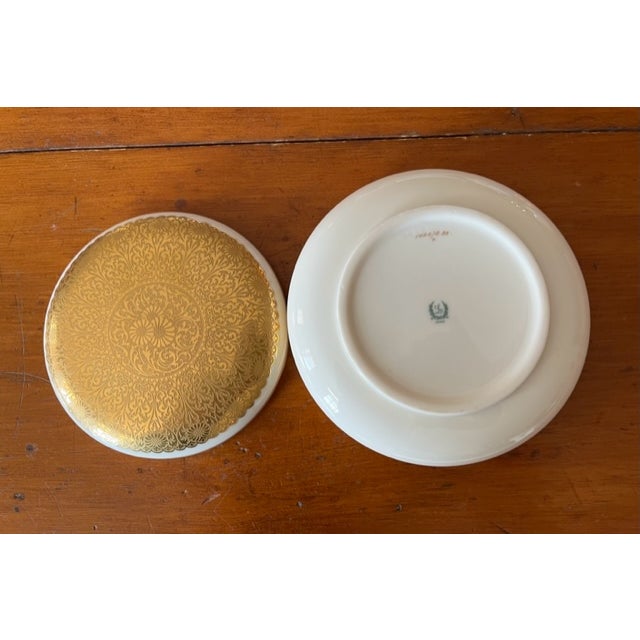 Early 20th Century Antique Lenox Green Mark Porcelain Powder Jar | Chairish