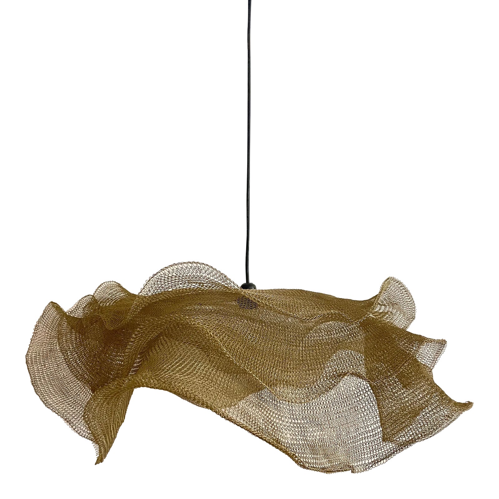 21st Century Handcrafted Knitted Lamp Veil in Gold Color, D100cm | Chairish