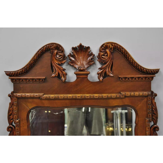 Vintage Chippendale Style Shell Carved Mahogany Broken Arch Wall Mirror ...