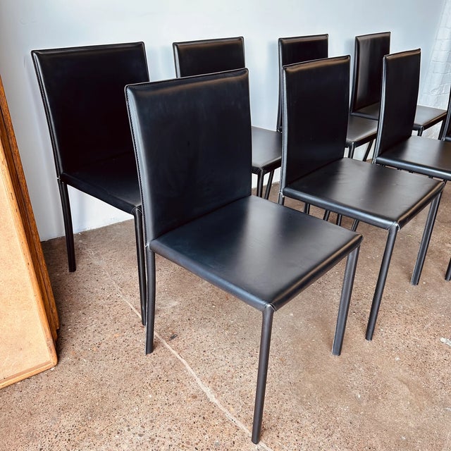 Calligaris Black Italian Leather Dining Chairs - S/6 | Chairish