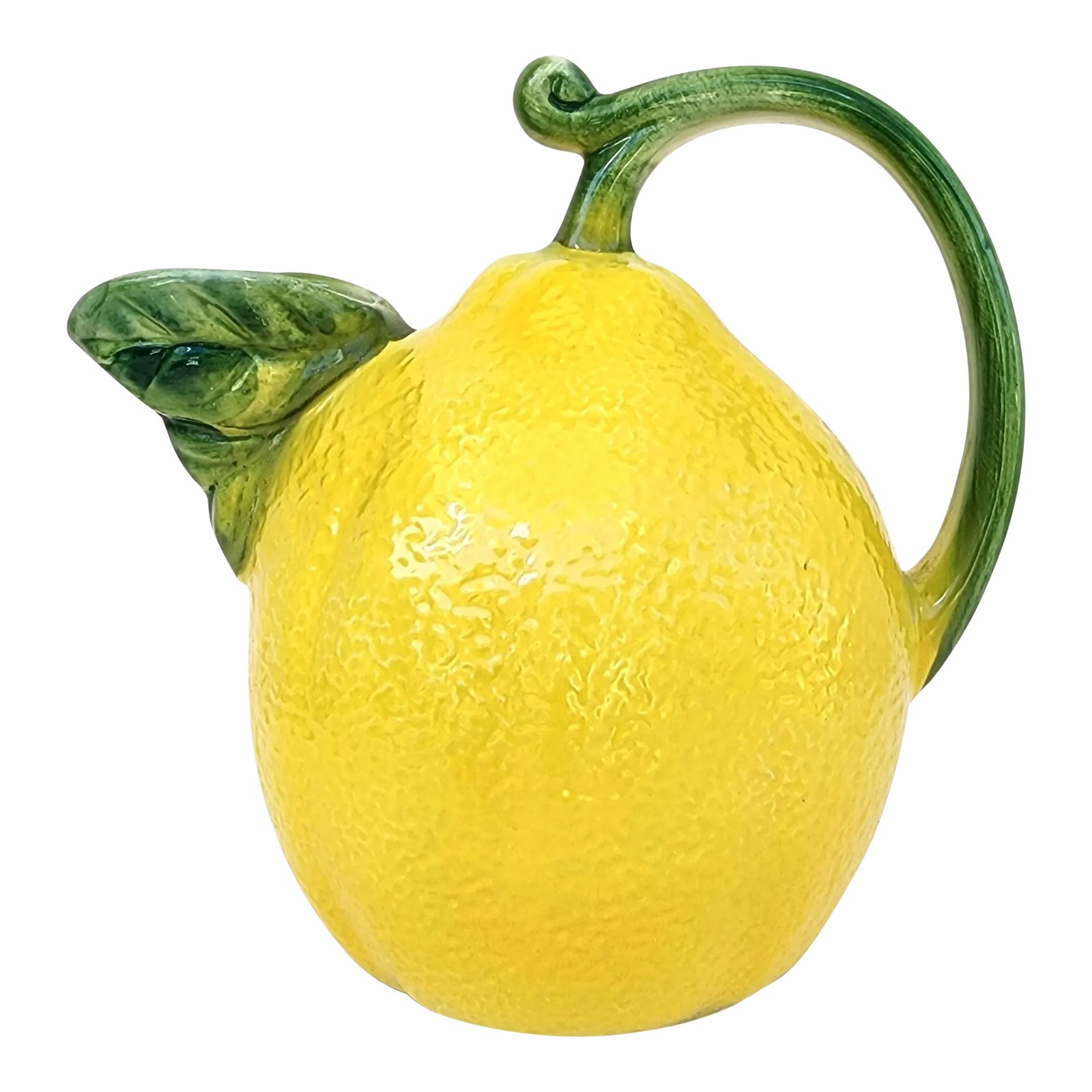 Vintage Italian Ceramic Figural Lemon Pitcher | Chairish