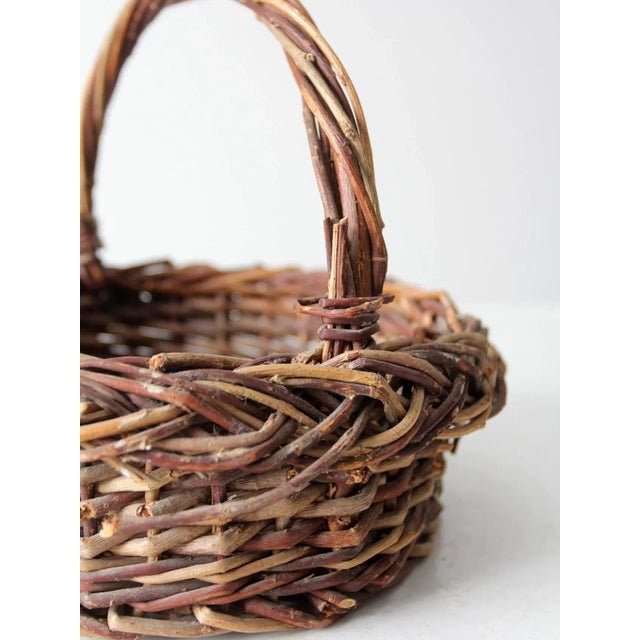 Vintage Rustic Wicker Basket | Chairish